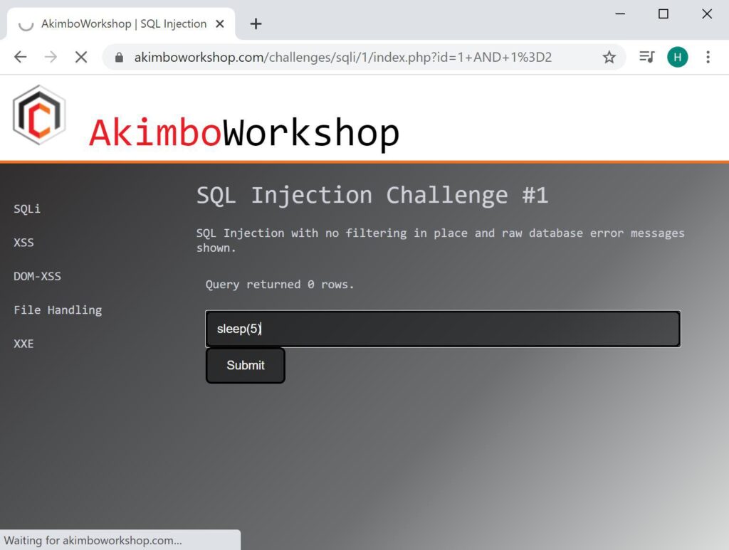 Finding SQL Injection - Akimbo Core
